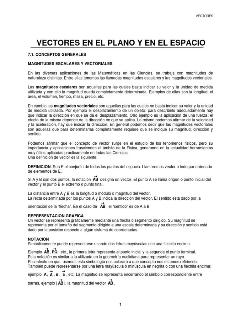 Unudad Vectores | PDF | Vector Euclidiano | Escalar (Matemáticas)