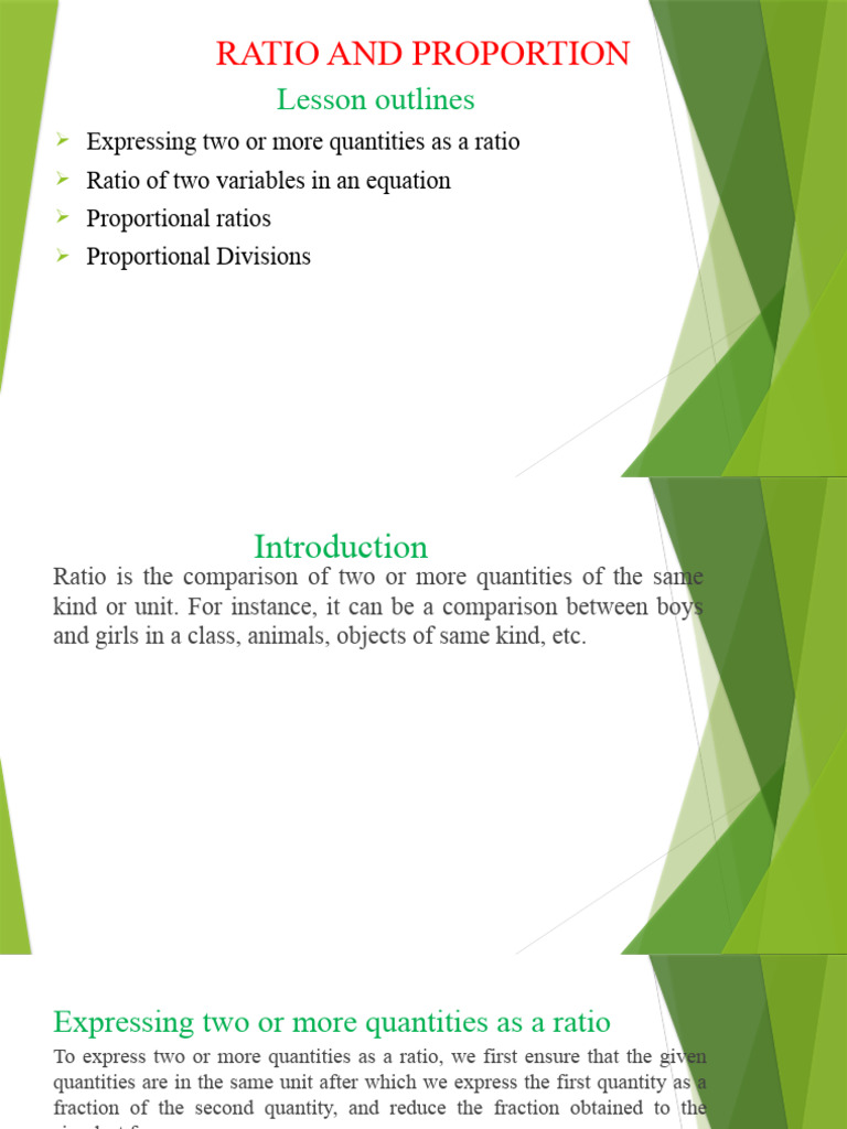 Ratio and Proportion | PDF | Ratio | Equations