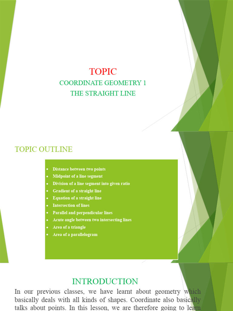 Coordinate Geometry: Straight Line Concepts | PDF | Line (Geometry ...