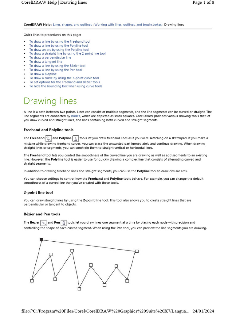 CorelDRAW Line Drawing Techniques | PDF | Tangent | Curve