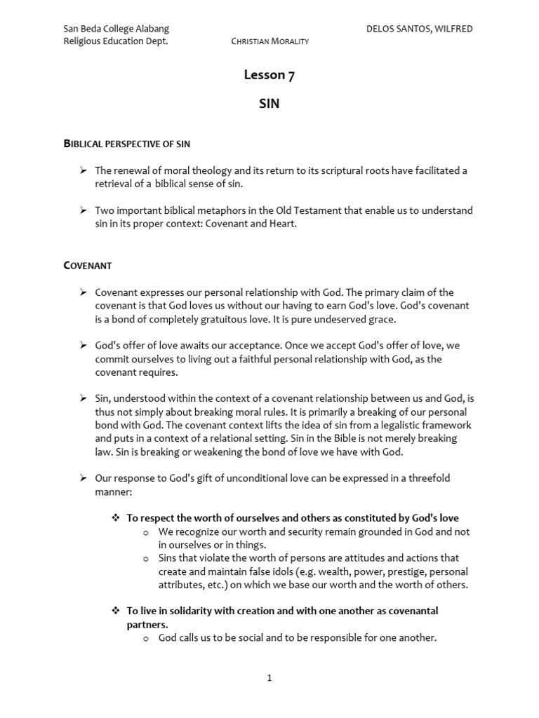 Biblical Understanding of Sin | PDF | Sin | Grace In Christianity