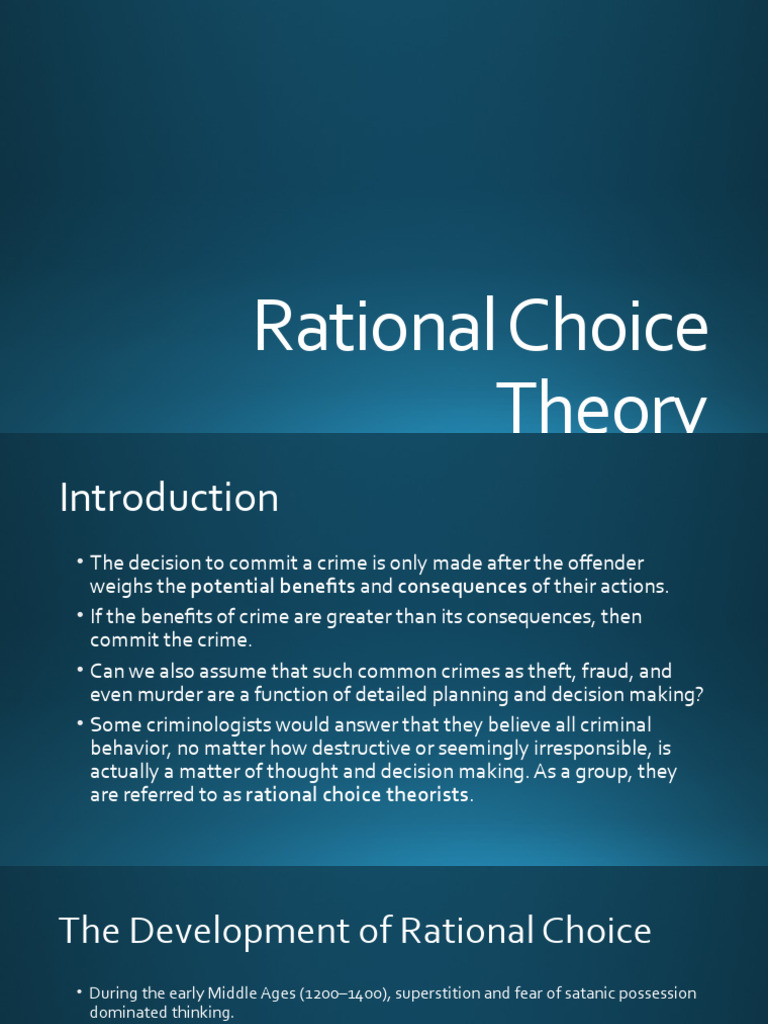 Rational Choice Theory in Criminology | PDF | Id | Crimes