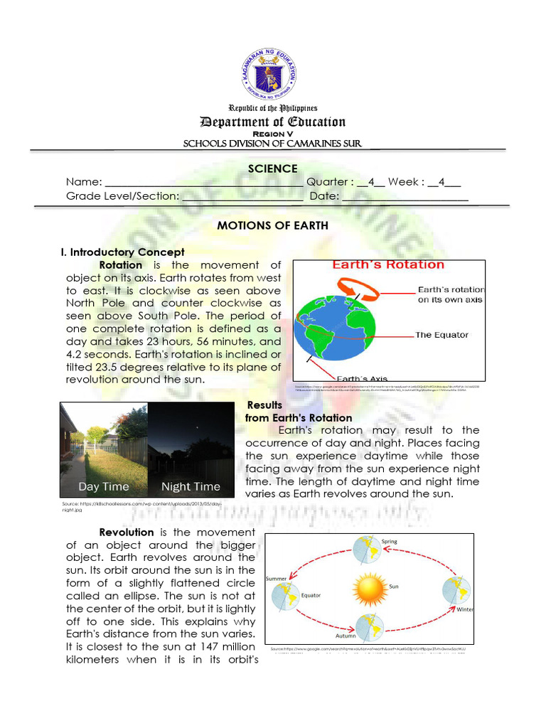 4 6 Final EBE S6 Q4 Week 4 | PDF | Rotation | Apsis