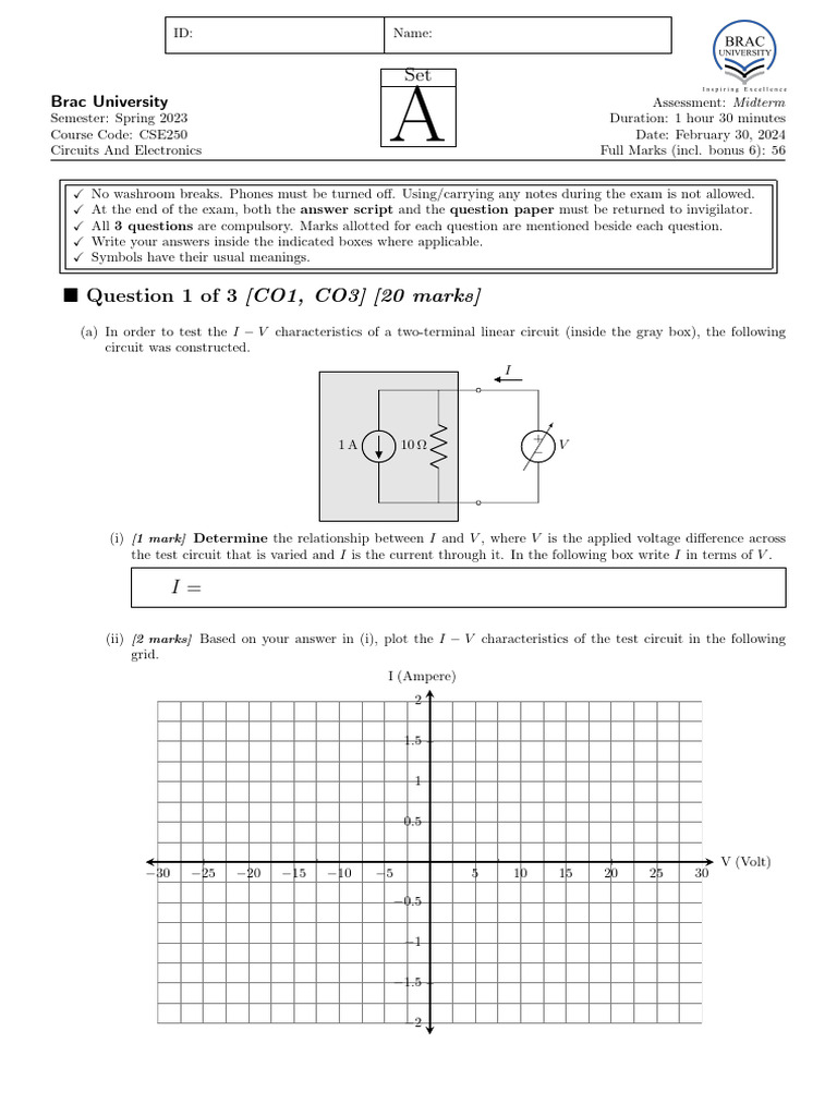 CSE250 Mid Spring 23 Set A | PDF | Electronic Circuits | Computer ...