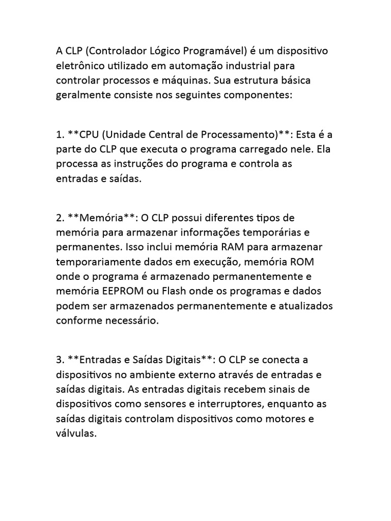 CLP (Controlador Logico Programavél) | PDF | Controlador lógico ...