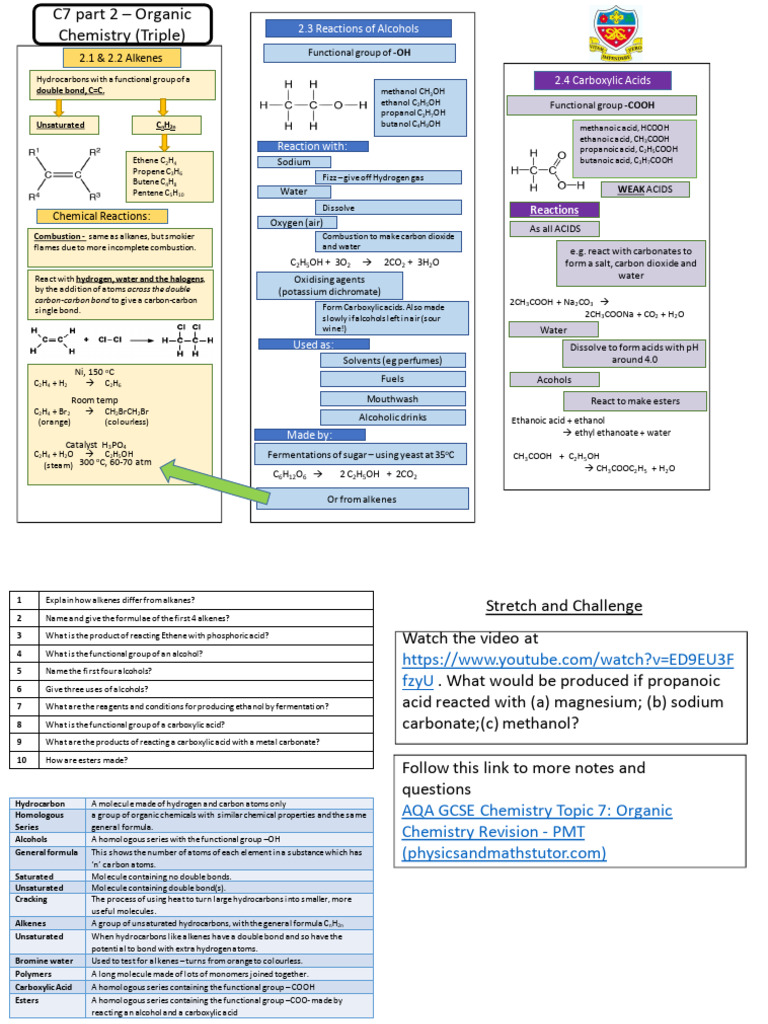 C7 part 2 Organic Chemistry Triple Only | PDF | Alkene | Ethanol