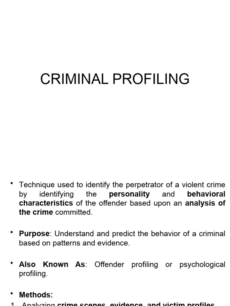 Criminal Profiling | PDF | Offender Profiling | Crimes