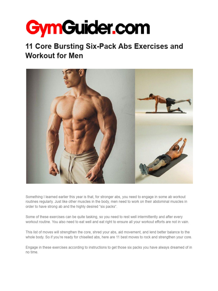 11 Core Bursting Six-Pack Abs Exercises and Workout For Men | PDF ...