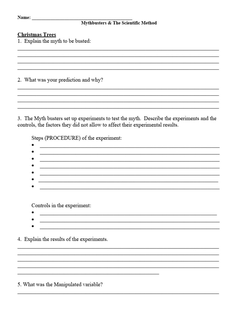 Mythbusters Scientific Method 2015 | PDF | Experiment | Scientific Method