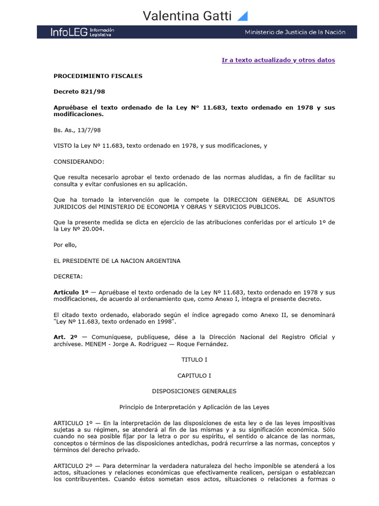 LEY N° 11683 - 240410 - 175458 | PDF | Impuestos | Pagos LEY N° 11683 - 240410 - 175458 | PDF | Impuestos | Pagos