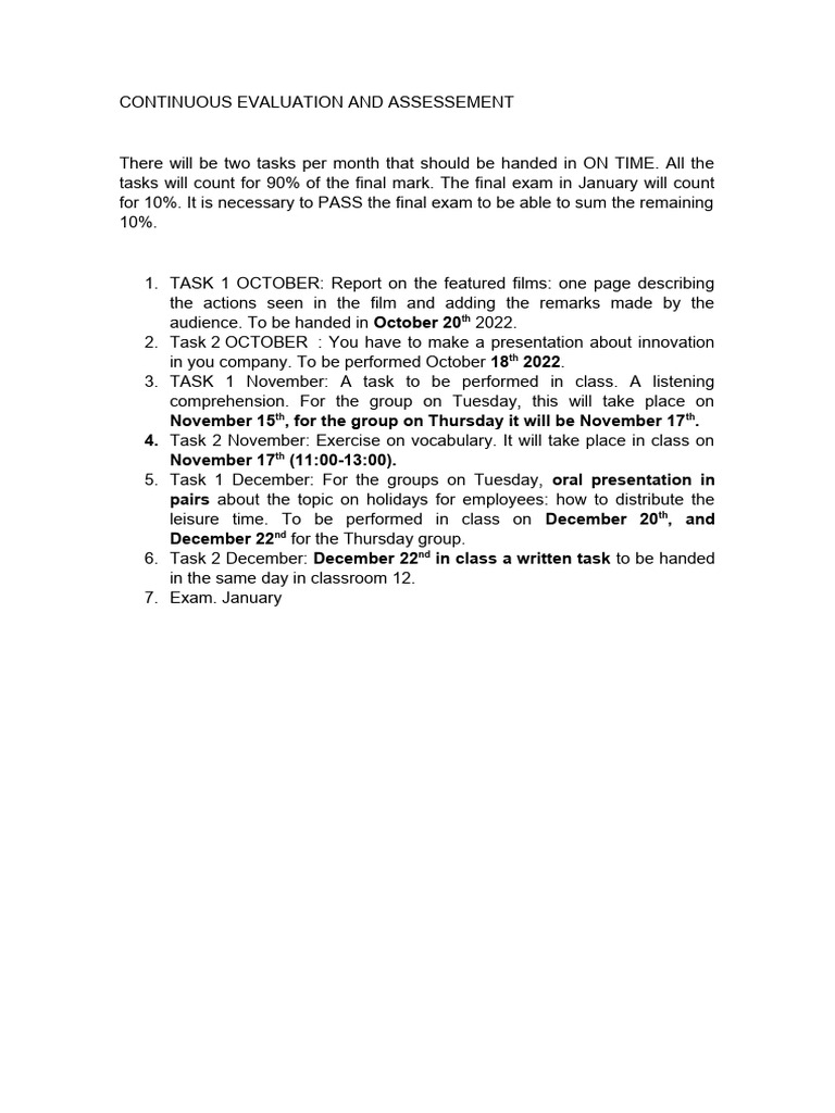 Continuous Evaluation and Assessement 8 | PDF