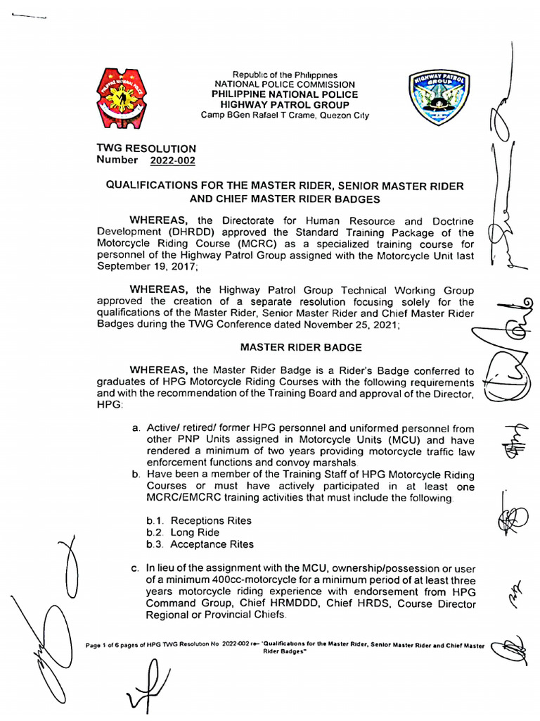 TWG Reso No 2022-002 Quali MR, SMR and CMR | PDF