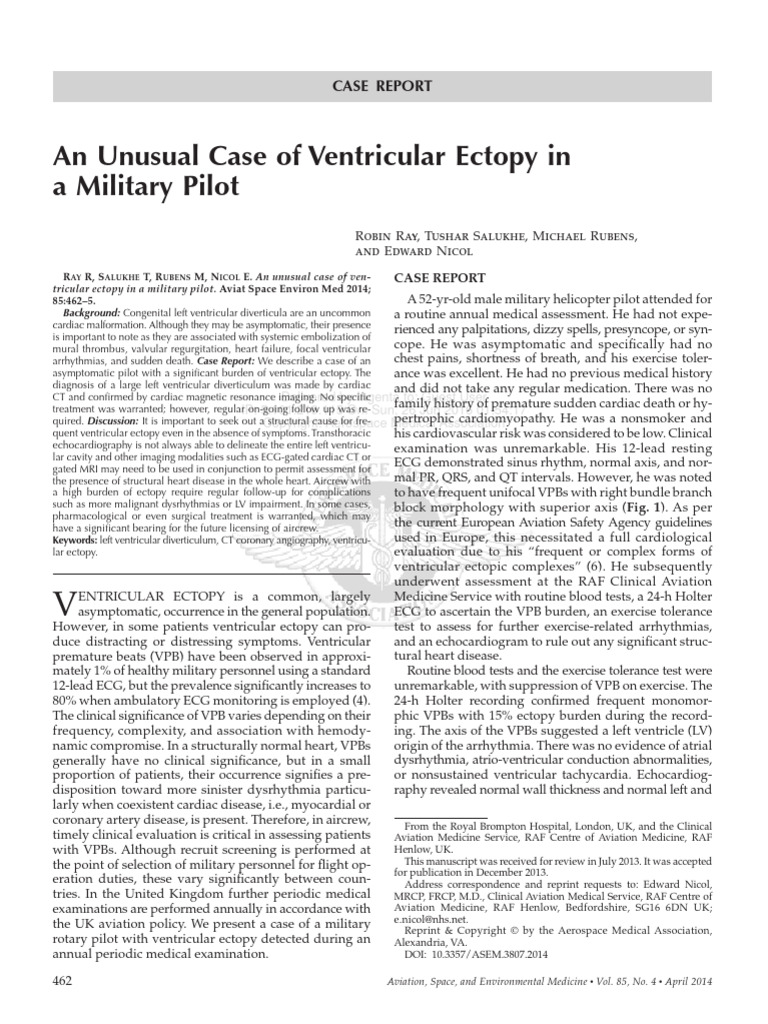 An Unusual Case Of Ventricular Ectopy In A Military Pilot Pdf Heart 4697