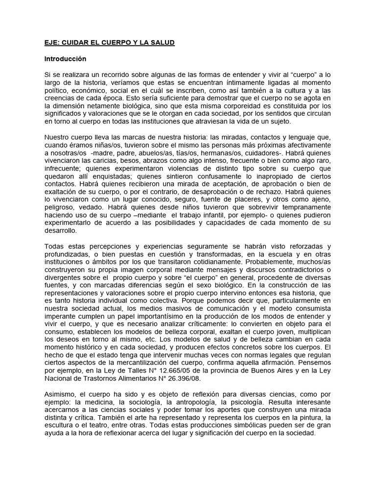 Cuidado del Cuerpo y Salud en ESI | PDF | Hombre | Mujer