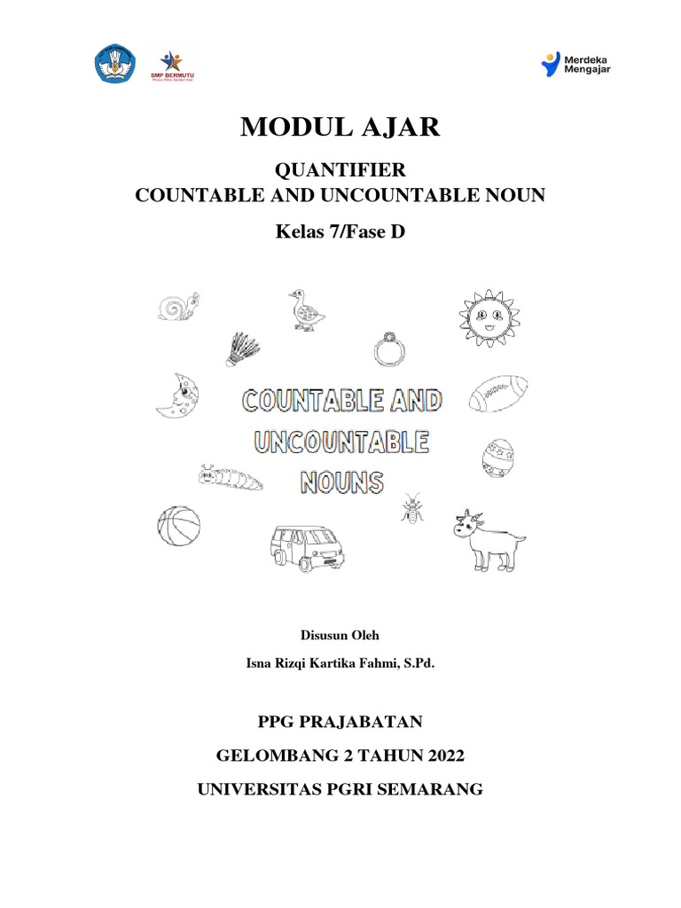 Siklus III - 1. Modul Ajar - Quantifier, Countable Dan Uncountable Noun ...