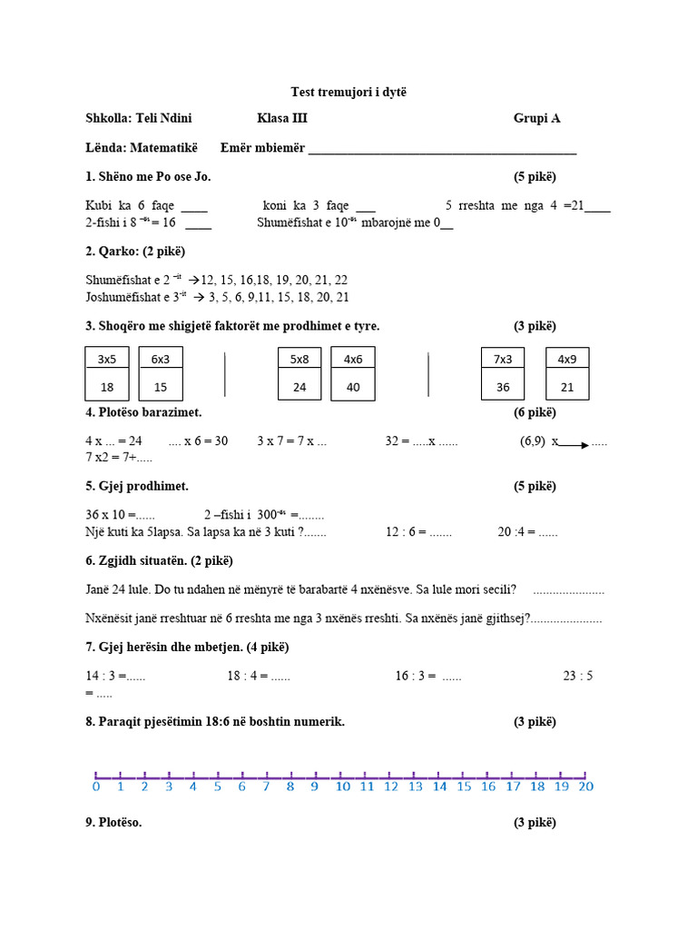 3 MATEMATIKA 3 Modele Testesh Sipas 3 Mujoreve | PDF