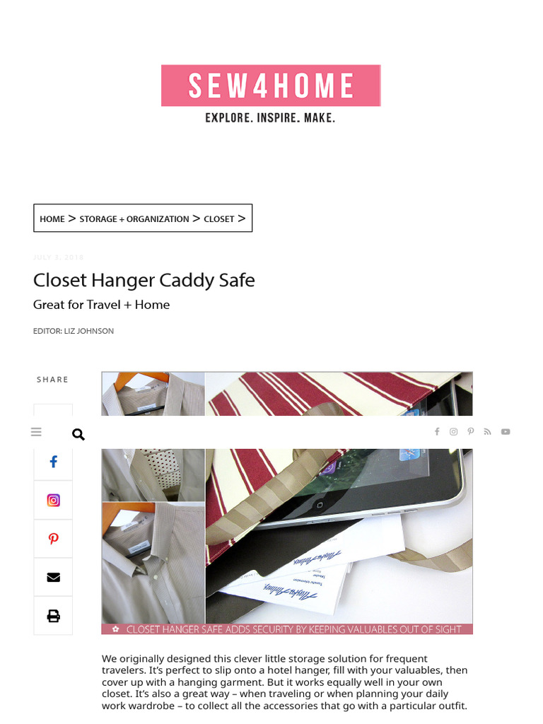 Closet Hanger Caddy Safe | PDF | Seam (Sewing) | Sewing