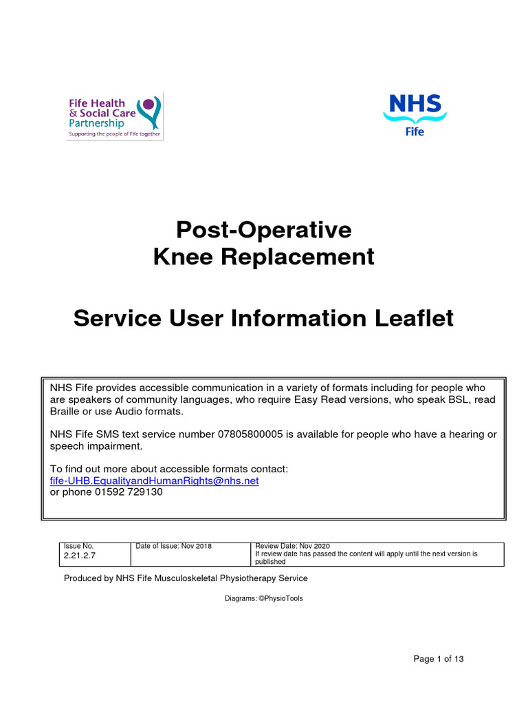 Post-Op Knee Replacement v7 | PDF | Physical Therapy | Knee