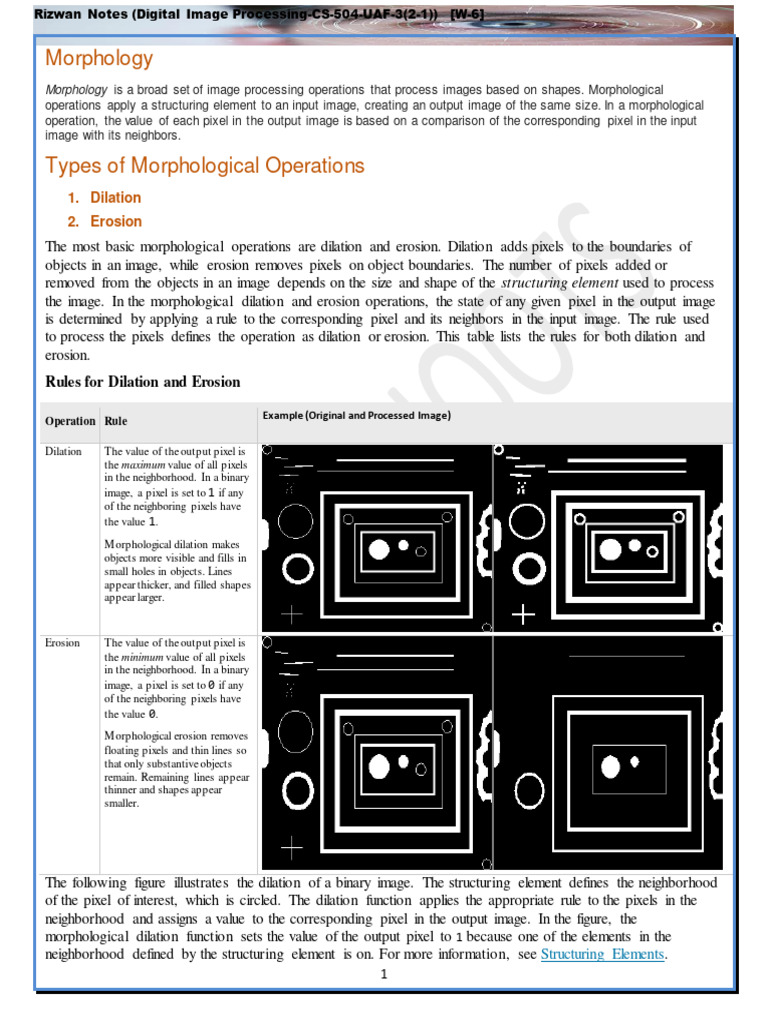 Dip Week 6 Short Noots | PDF | Computer Vision | Multidimensional Signal Processing