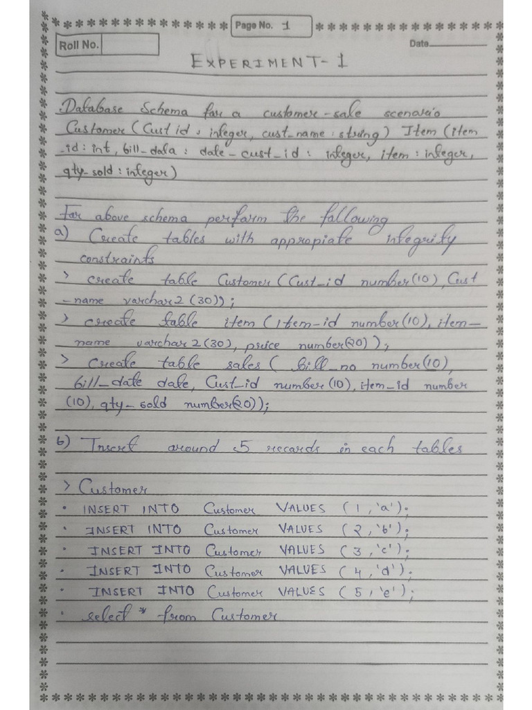 DBMS Lab Practicals | PDF