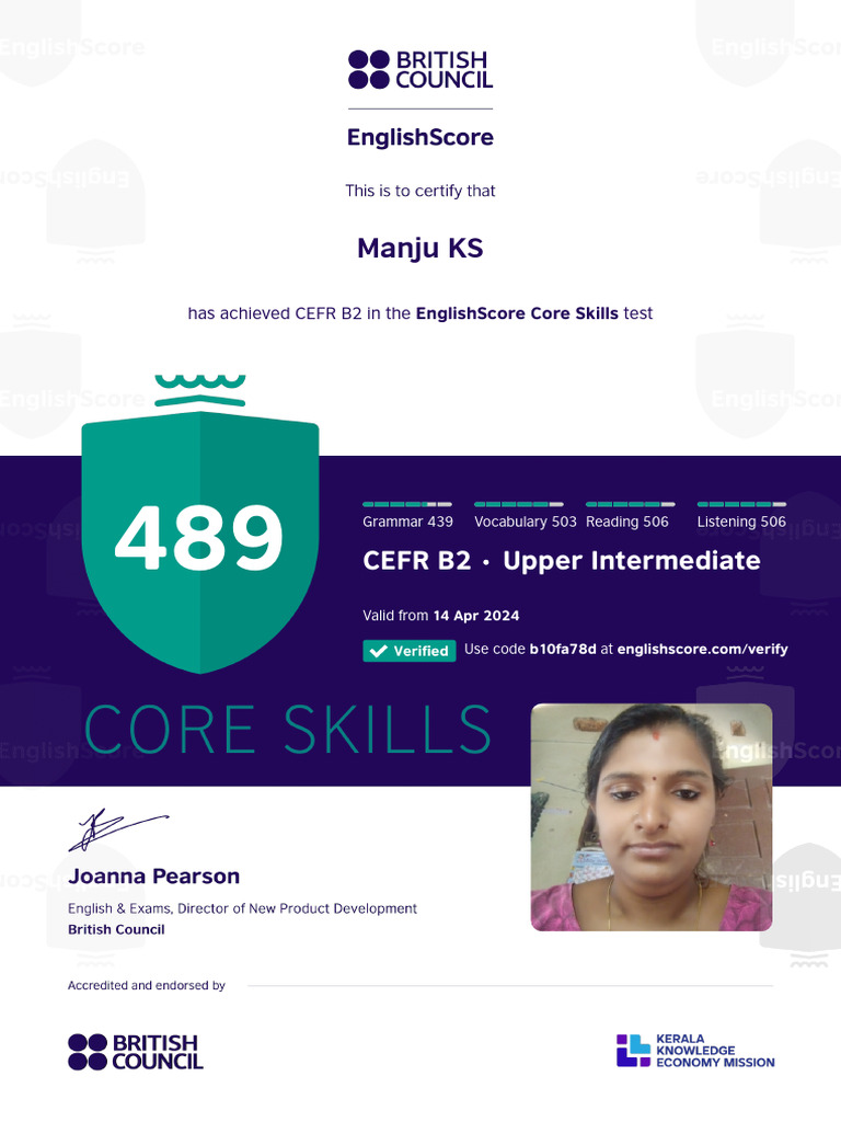 EnglishScore Certificate | PDF