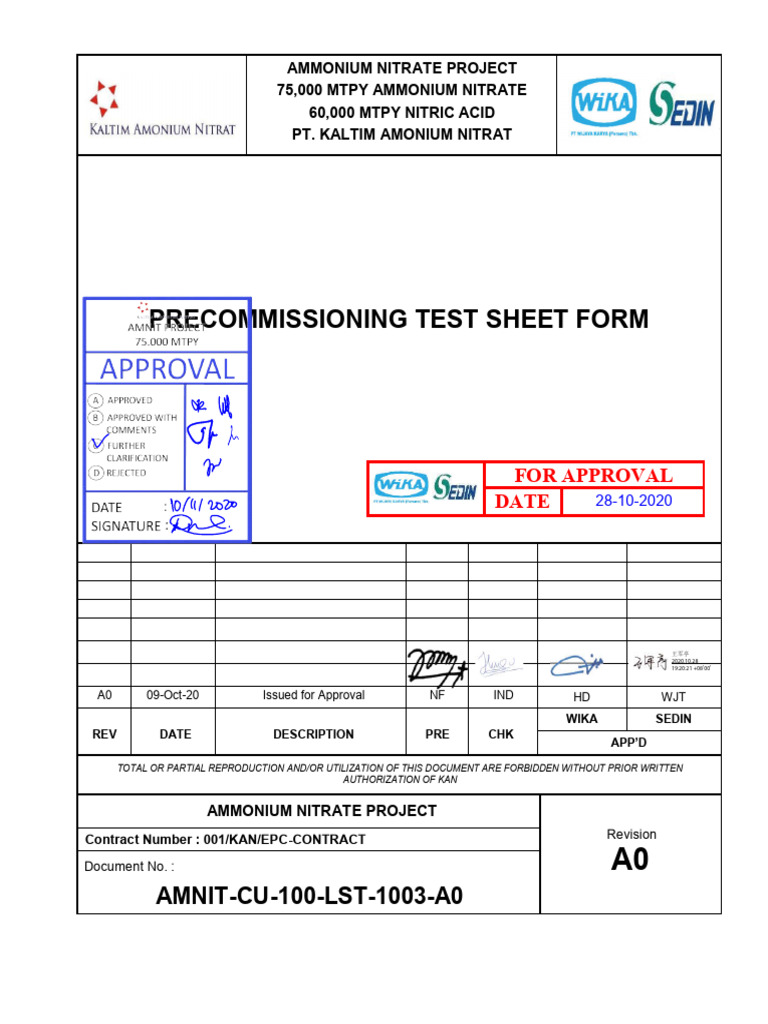 Ammonium Nitrate Precommissioning Test | PDF | Ammonium | Frequency