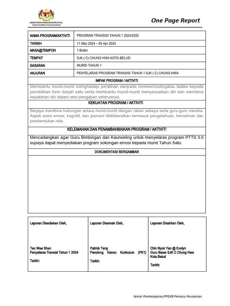 One Page Report PTTS 3.0 | PDF