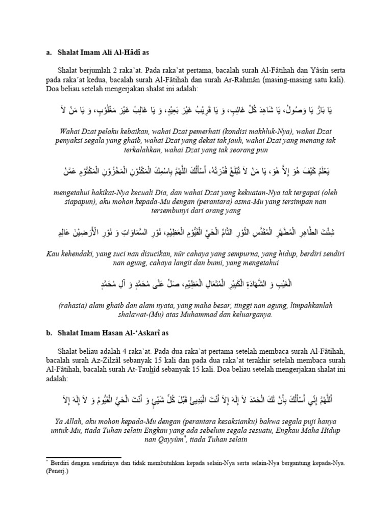 Shalat Imam Ali Hadi Dan Imam Hasan Askari | PDF