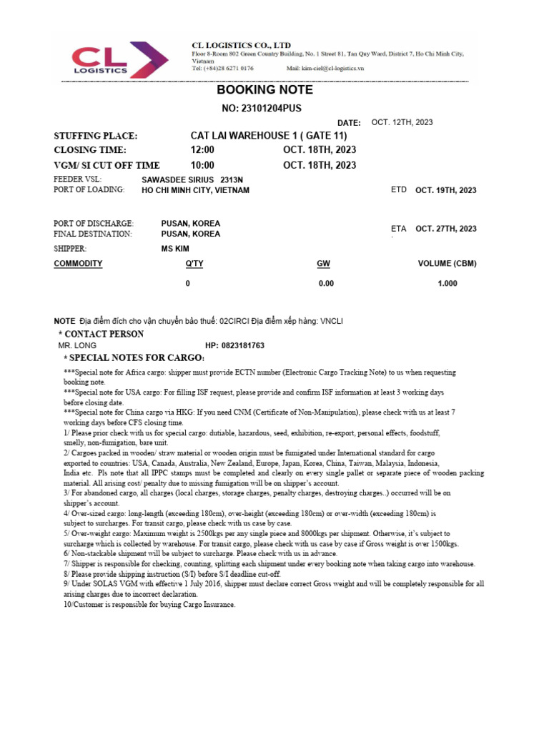 BK LCL 23101204pus | PDF | Cargo | Consumer Goods