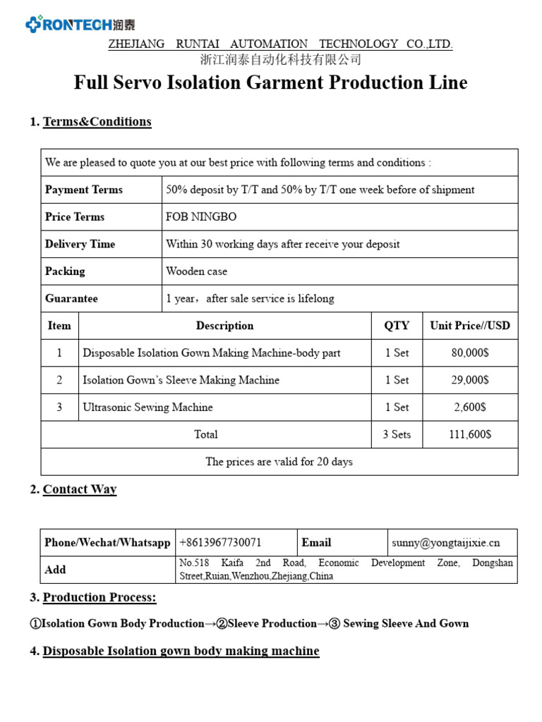 RT-Full Servo Isolation Garment Production Line | PDF | Automation ...