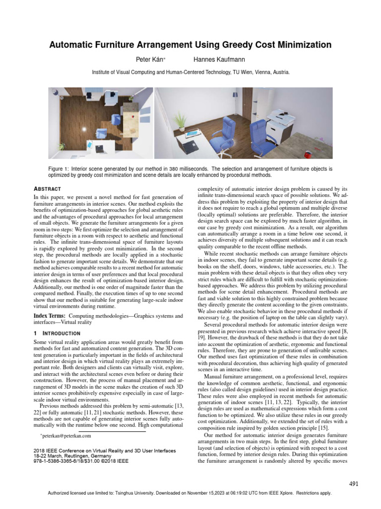 Automatic Furniture Arrangement Using Greedy Cost Minimization | PDF | Mathematical Optimization ...