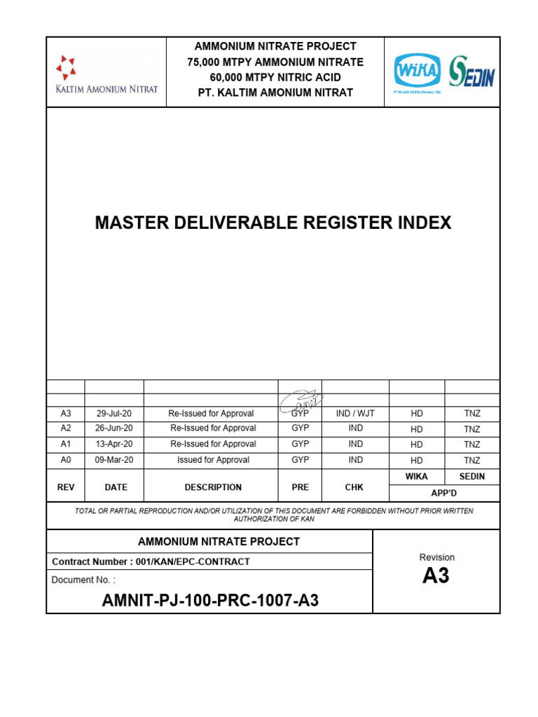 AMNIT-PJ-100-PRC-1007-A3 - Master Deliverable Register Index A3 ...