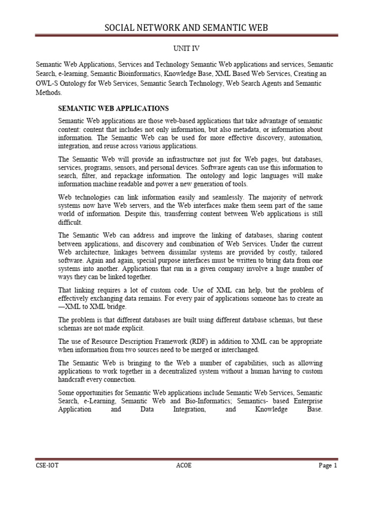 SNSW Unit-IV | Download Free PDF | Semantic Web | Web Service