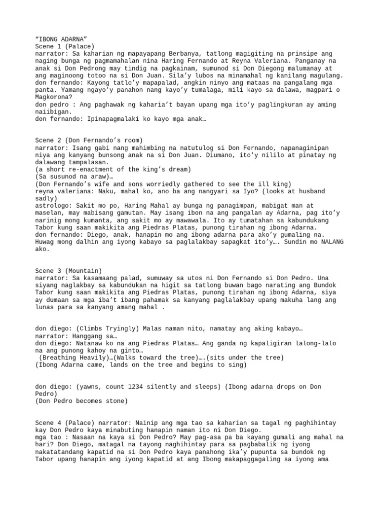 IBONG ADARNA SCRIPT | PDF