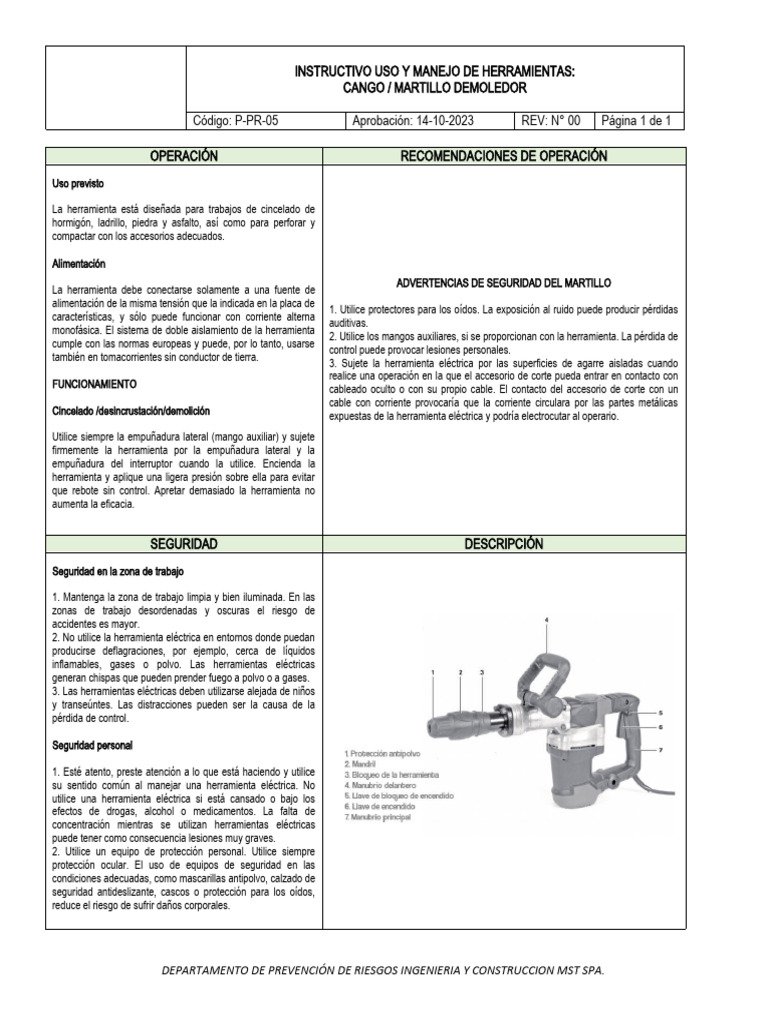 Operación Cango Demoledor | PDF | Corriente eléctrica | Herramientas