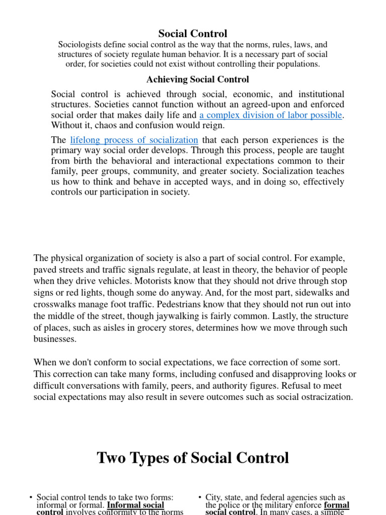 Social Control | PDF | Socialization | Society