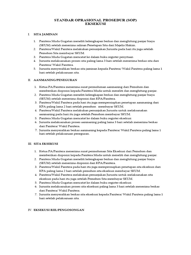 Sop Eksekusi | PDF