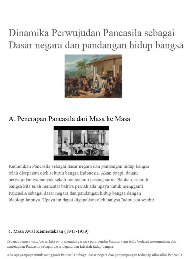 Dinamika Perwujudan Pancasila Sebagai Dasar Negara Dan Pandangan Hidup Bangsa | PDF