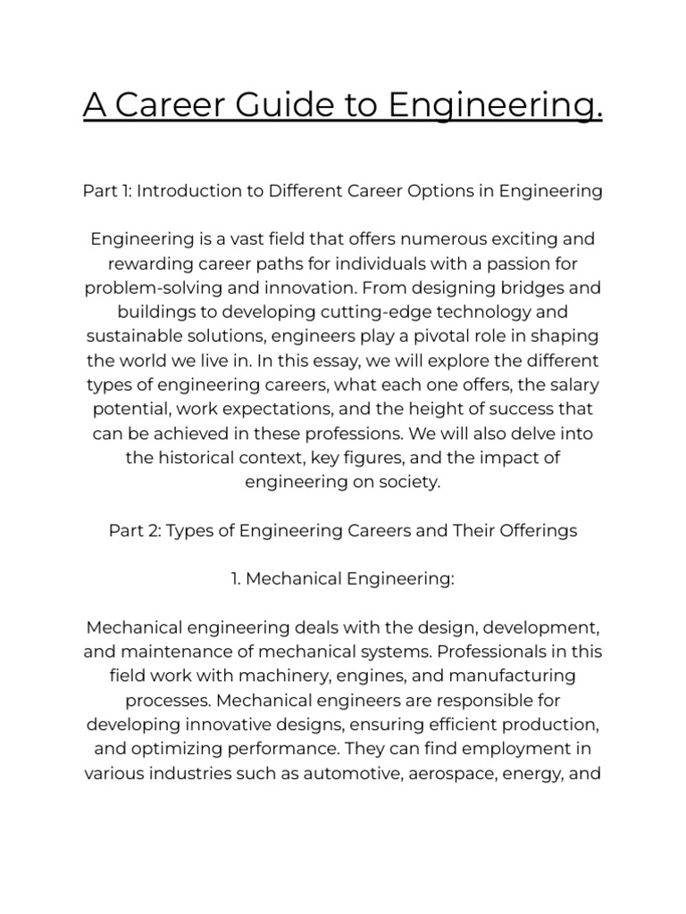 A Career Guide To Engineering | PDF | Engineering | Chemical Engineering