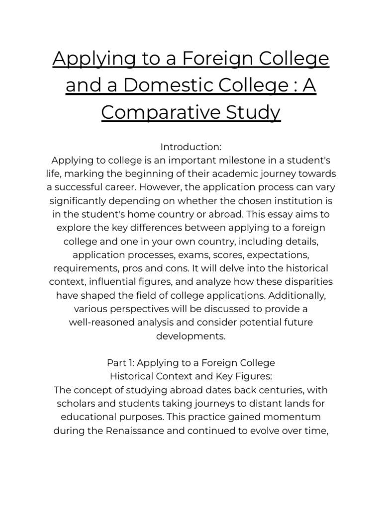 College Application: Domestic vs. Foreign | PDF | University And ...