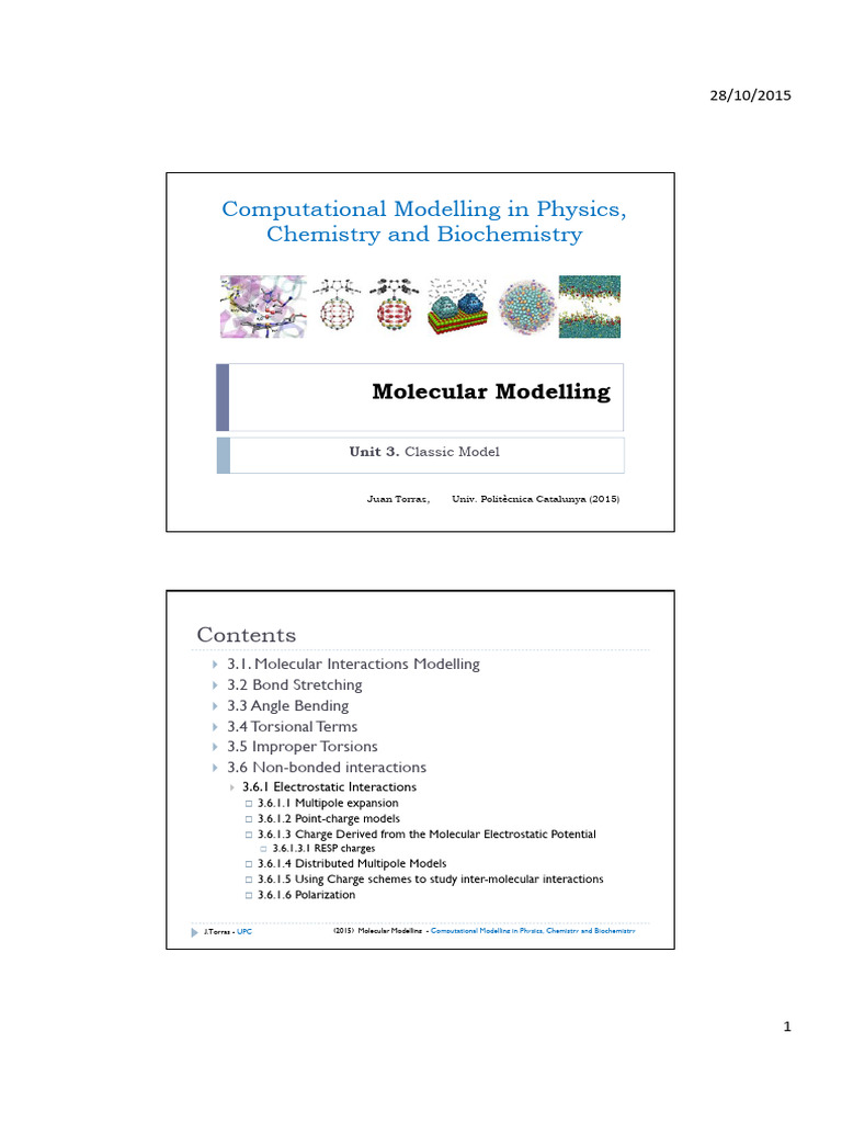 MolecularModelling Unit 3 v2 | PDF | Force Field (Chemistry) | Molecules