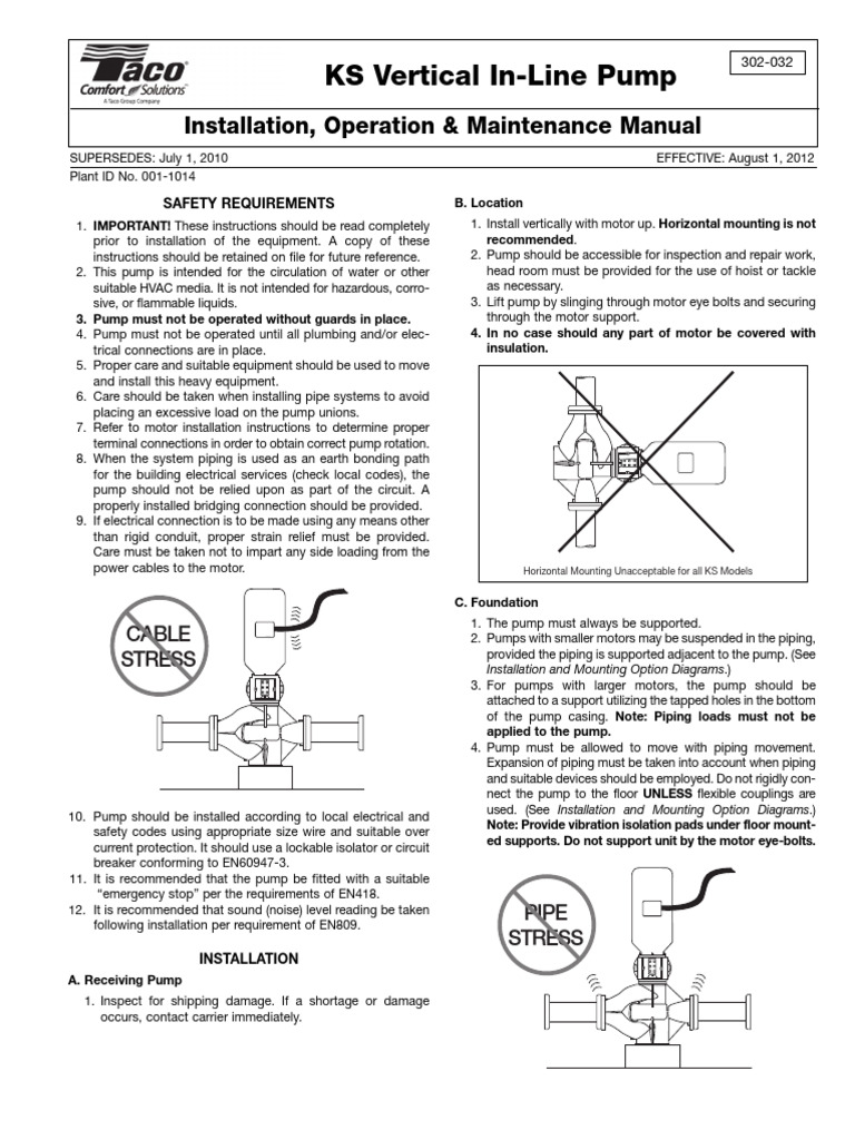 302-032 KS Pump I - o - M Manual | PDF | Pump | Pipe (Fluid Conveyance)