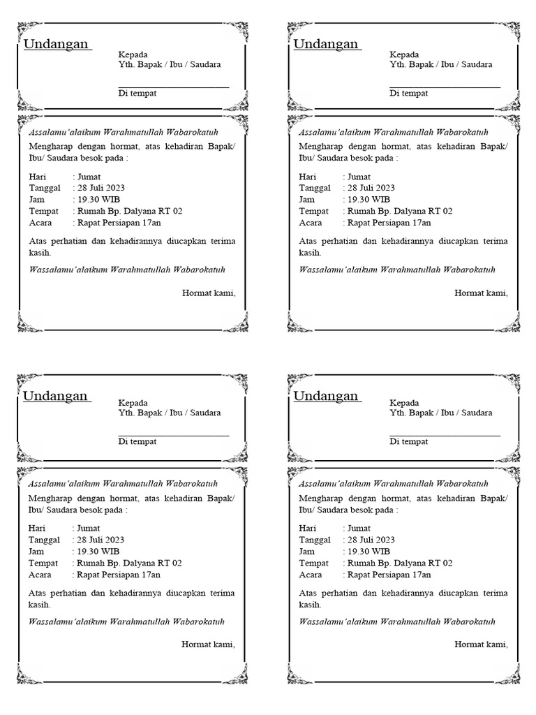 Contoh Undangan | PDF