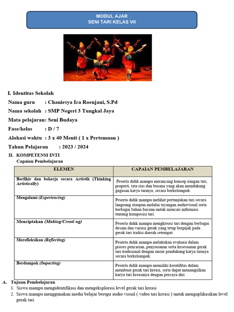 Modul Ajar Tari | PDF