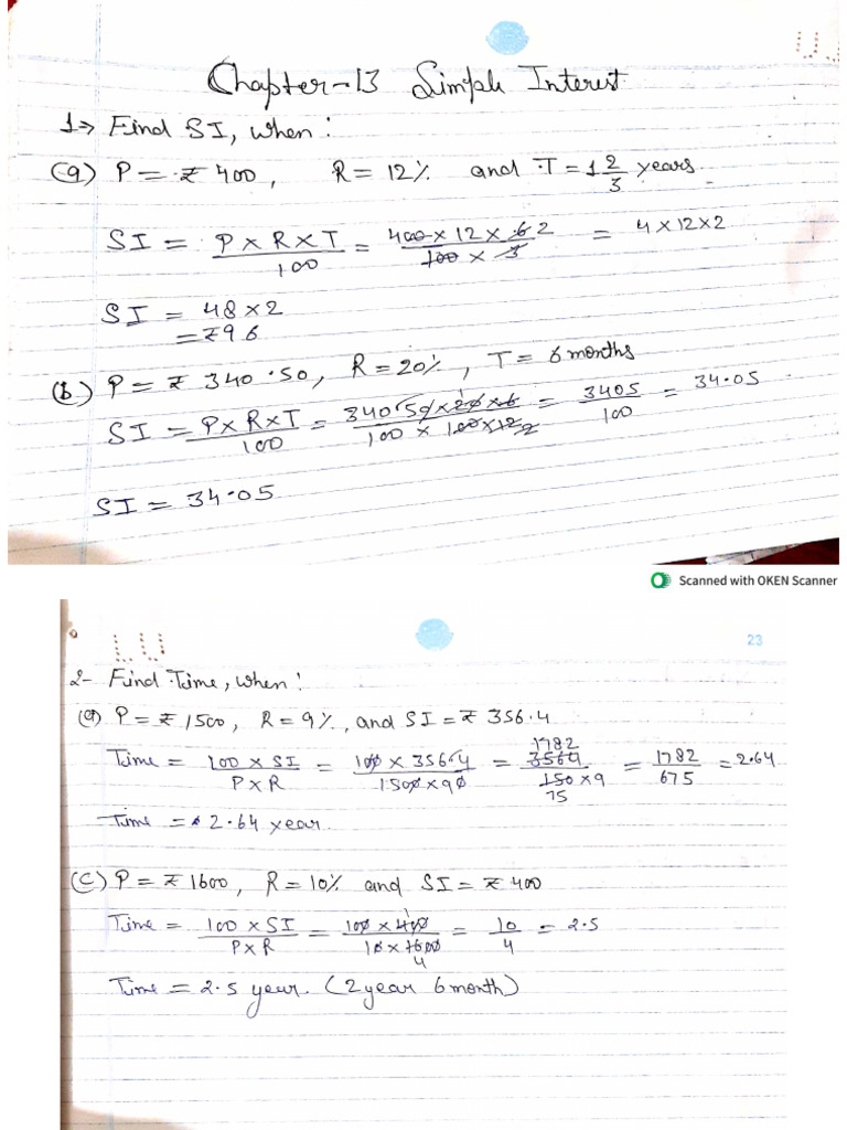 Exercise 13 (Simple Interest) | PDF