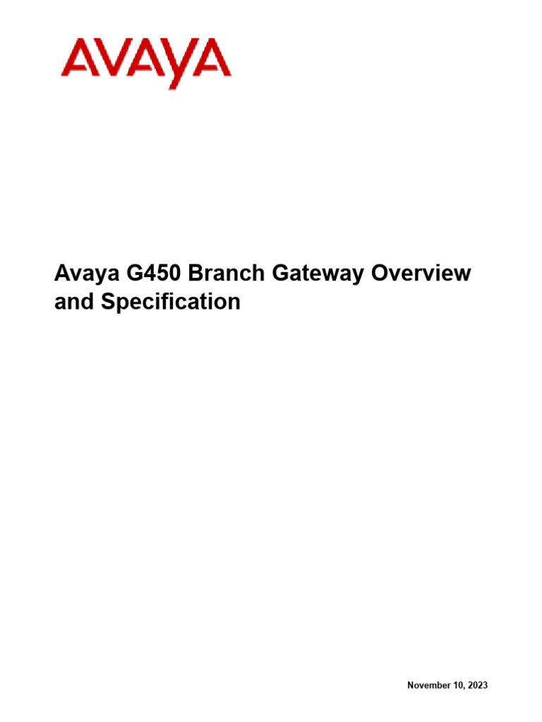 Avaya g450 Branch Gateway Overview and Specification 11-10-2023 | PDF | License | Property Law