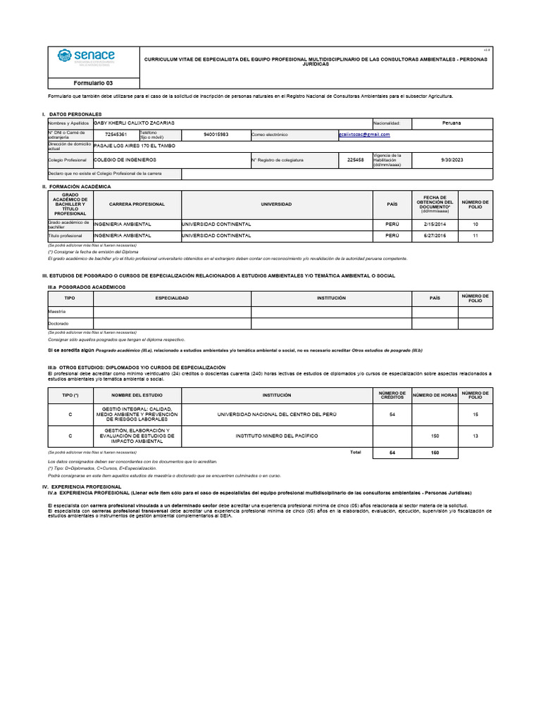Gaby Calixto 14 - 07 | PDF | Documento de identidad | Titulo academico