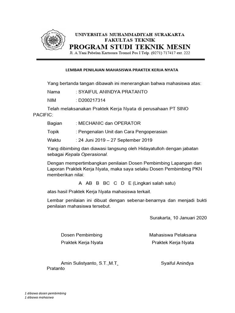 Template Lembar Penilaian Praktek Kerja Nyata (Program Studi) | PDF Template Lembar Penilaian Praktek Kerja Nyata (Program Studi) | PDF