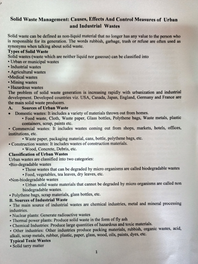 Solid Waste Management Pdf Waste Incineration