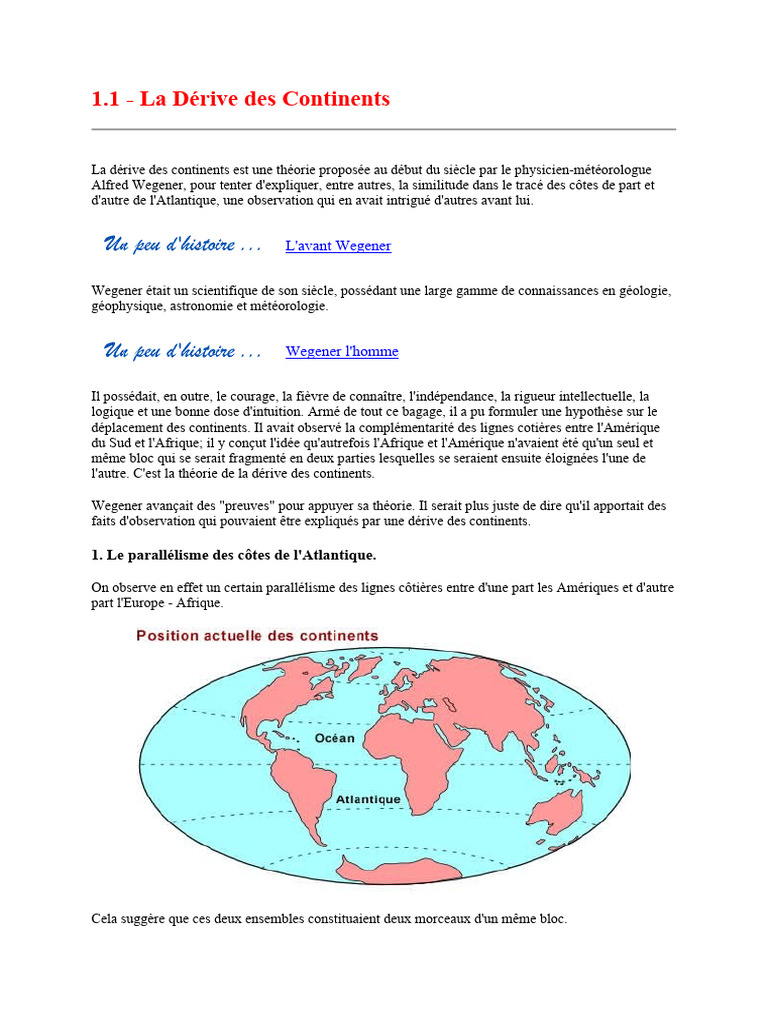 La Derive Des Continents | PDF | Continent | Tectonique des plaques